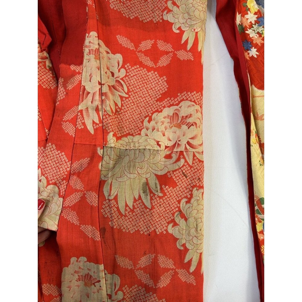 Vintage Chinese Japanese Oriental Rainbow Floral Kimo… - Gem